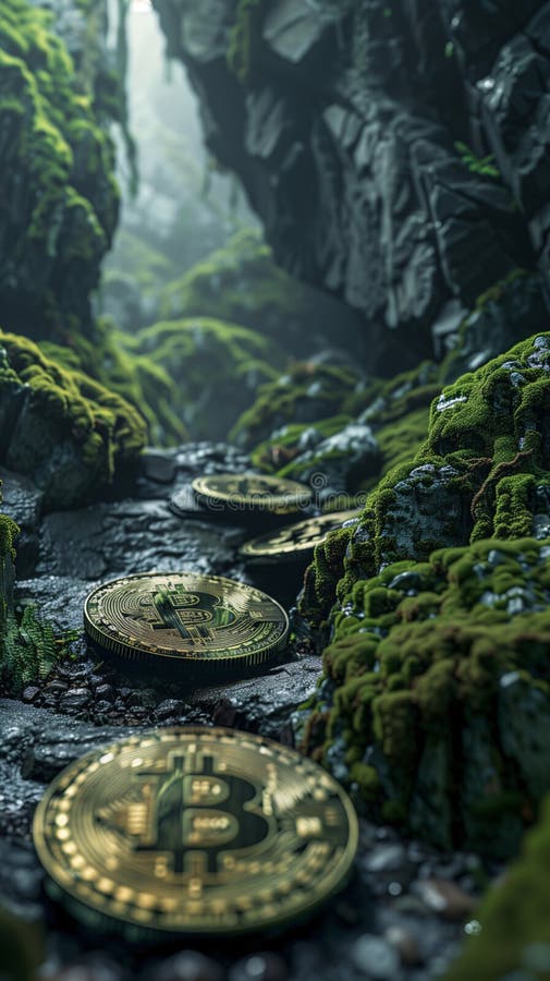 Bitcoin Cryptocurrency Coins Lying on the Ground Stock Illustration ...