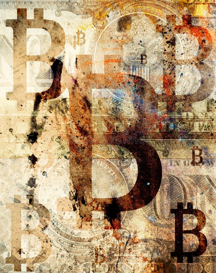 Bitcoin Cryptocurrency Concept and Dollar in Background, Graphic ...