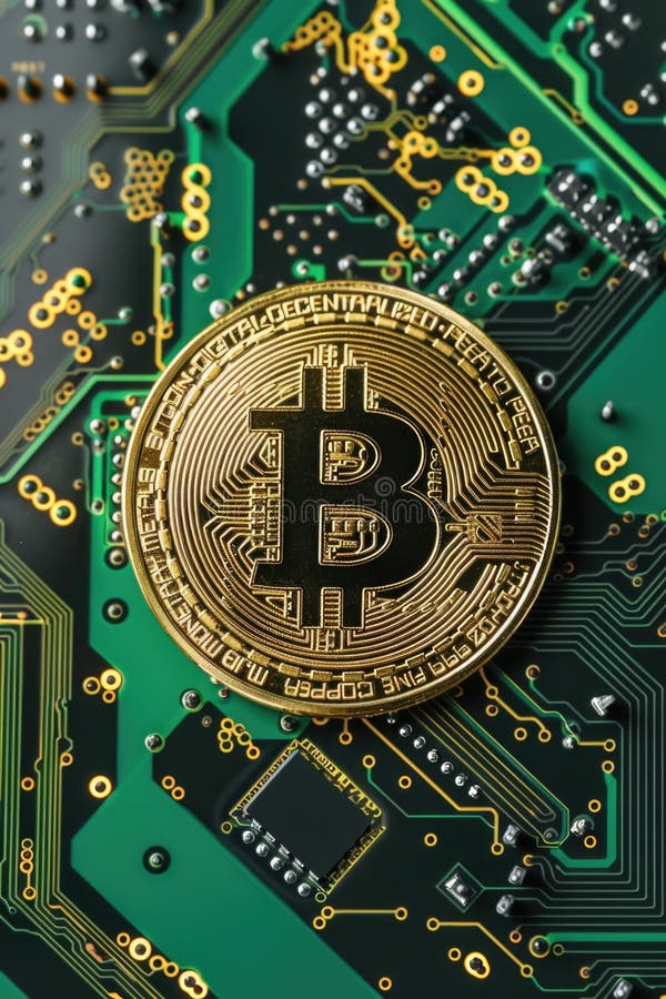 Bitcoin Cryptocurrency on Electronic Circuit Stock Photo - Image of ...