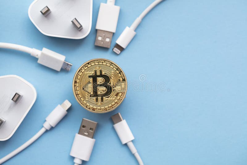 Bitcoin Cryptocurrency Energy Consumption Concept. Gold Coin with ...