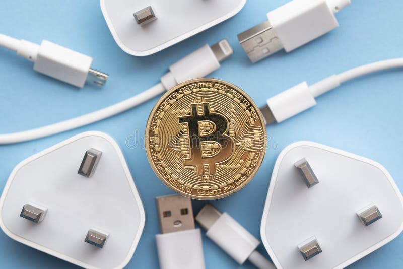 Bitcoin Cryptocurrency Energy Consumption Concept. Gold Coin with ...