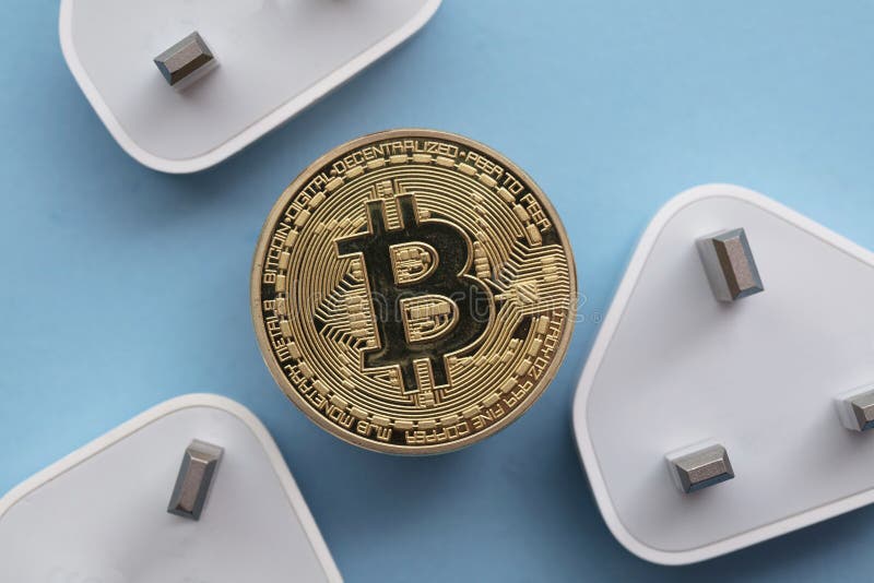 Bitcoin Cryptocurrency Energy Consumption Concept. Gold Coin with ...