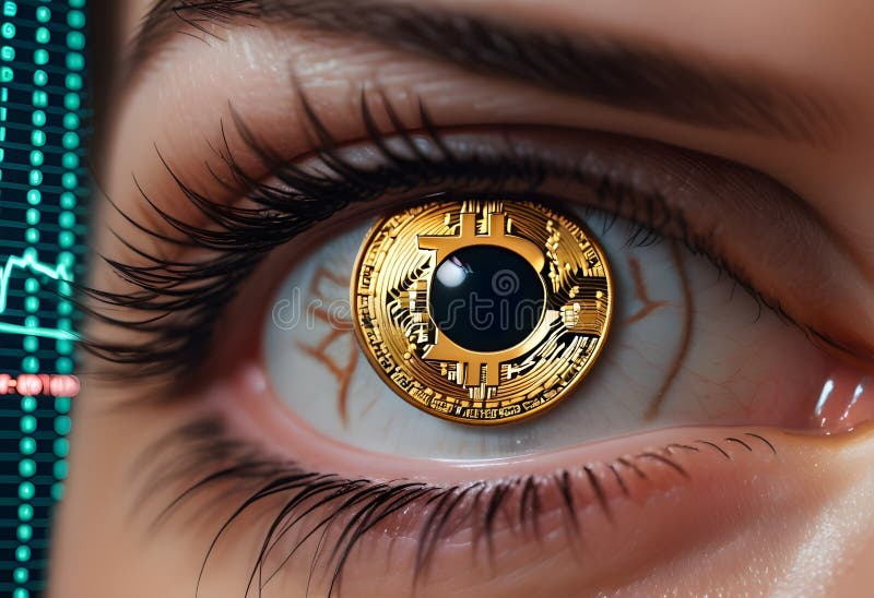 Bitcoin Cryptocurrency Eye. Stock Illustration - Illustration of growth ...