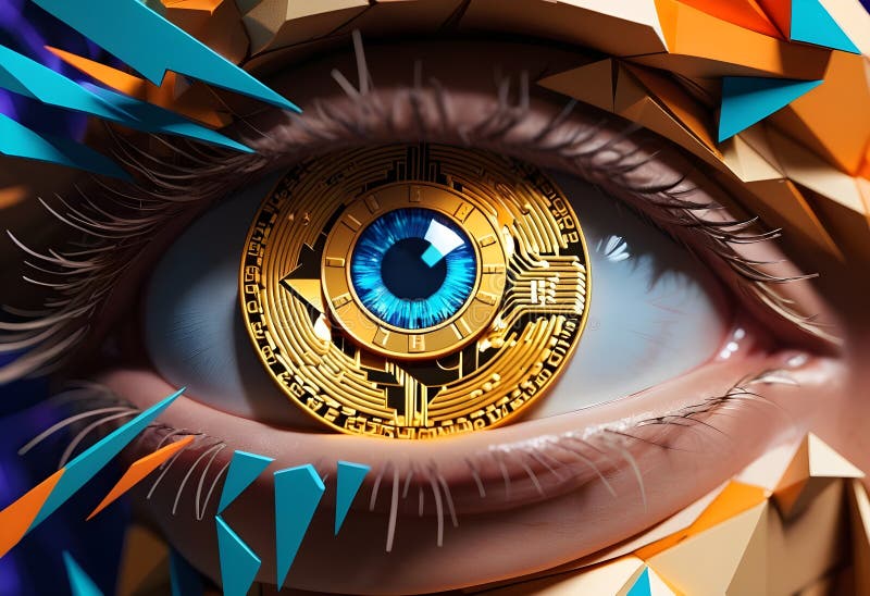 Bitcoin Cryptocurrency Eye. Stock Illustration - Illustration of market ...