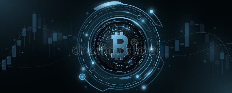 Bitcoin Cryptocurrency with HUD Elements. Candlestick Pattern. Digital ...
