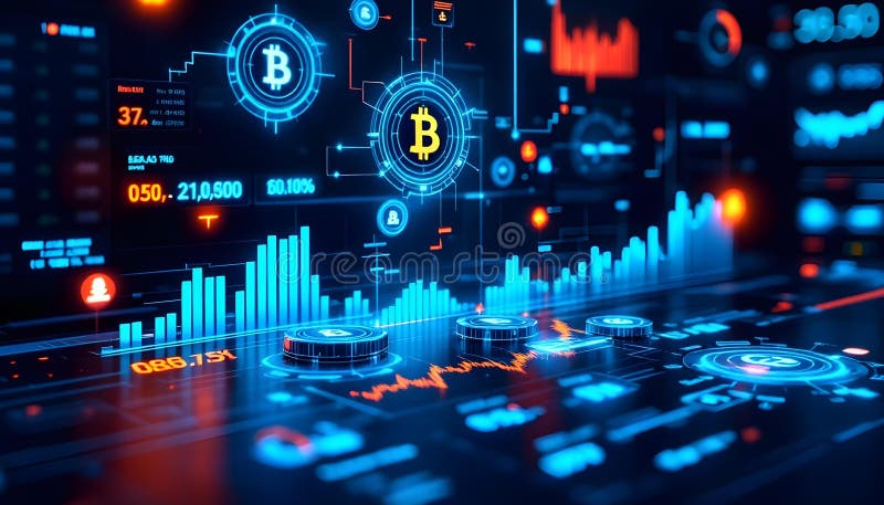 Bitcoin Cryptocurrency Market Visualization Futuristic Digital Finance ...