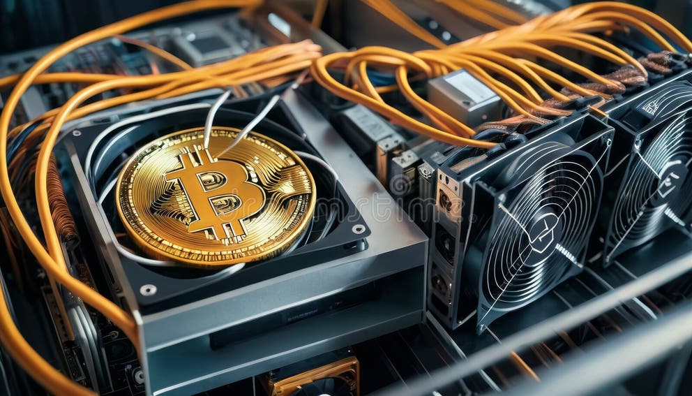 Bitcoin Cryptocurrency Mining Setup Stock Image - Image of tech, cables ...