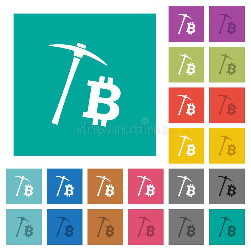 Bitcoin Cryptocurrency Mining Square Flat Multi Colored Icons Stock ...