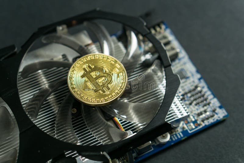 Bitcoin Coin on GPU, Cryptocurrency Mining Using Graphic Cards Stock ...