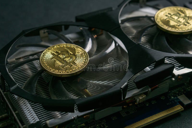 Bitcoin Coin on GPU, Cryptocurrency Mining Using Graphic Cards Stock ...