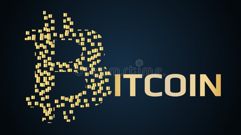Bitcoin Cryptocurrency Name Concept with Logo Made of Small Golden ...