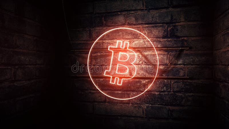 Bitcoin Cryptocurrency Neon Sign Mounted on the Brick Wall Stock Photo ...