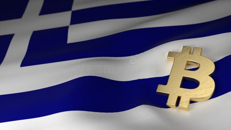 Bitcoin Currency Symbol on Flag of Greece Stock Illustration ...