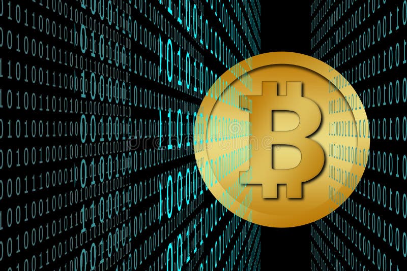 Bitcoin & Cyan Color Binary Code Stock Illustration - Illustration of ...