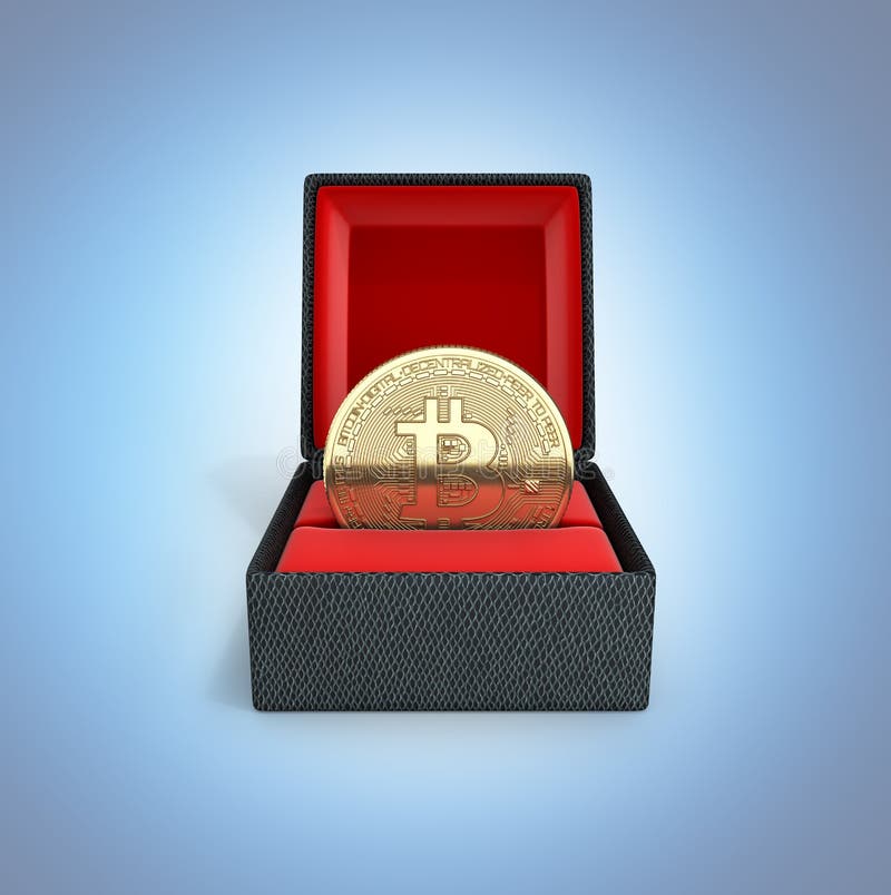Bitcoin 3D Isometric Physical Coin in a Gift Box on Blue Gradient ...