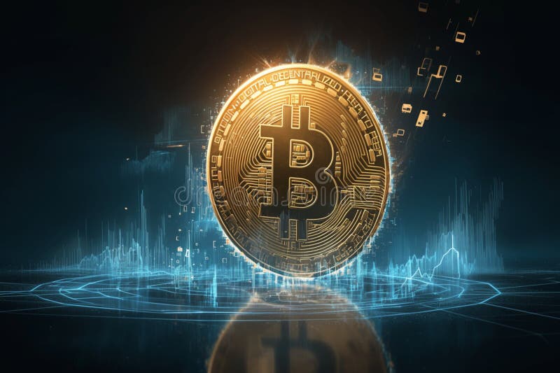 Bitcoin on Digital Backdrop, Symbolizing Cryptocurrency Revolution ...