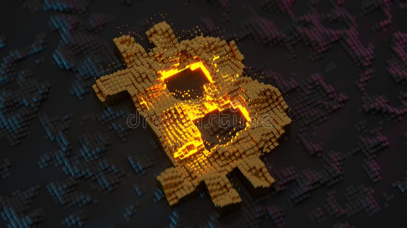 3d Render - Pixelated Bitcoin Symbol Made from Cubes - Gold Stock ... 3d Render - Pixelated Bitcoin Symbol Made from Cubes - Gold Stock ...