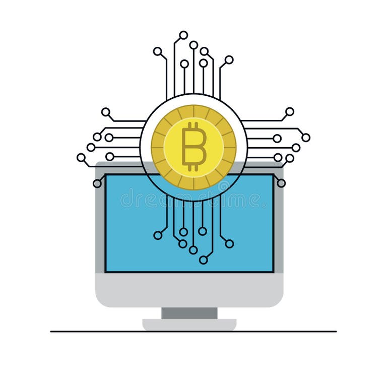 Bitcoin Digital Currency and Desktop Computer Stock Vector ...