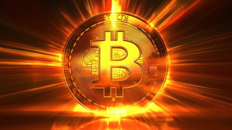 Bitcoin Digital Currency on a Glowing Futuristic Stock Exchange Theme ...