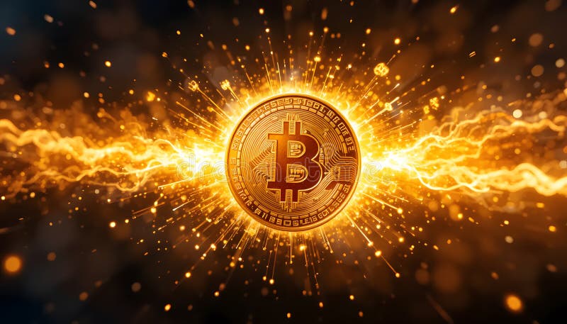 Bitcoin: Digital Gold Explosion Stock Illustration - Illustration of ...