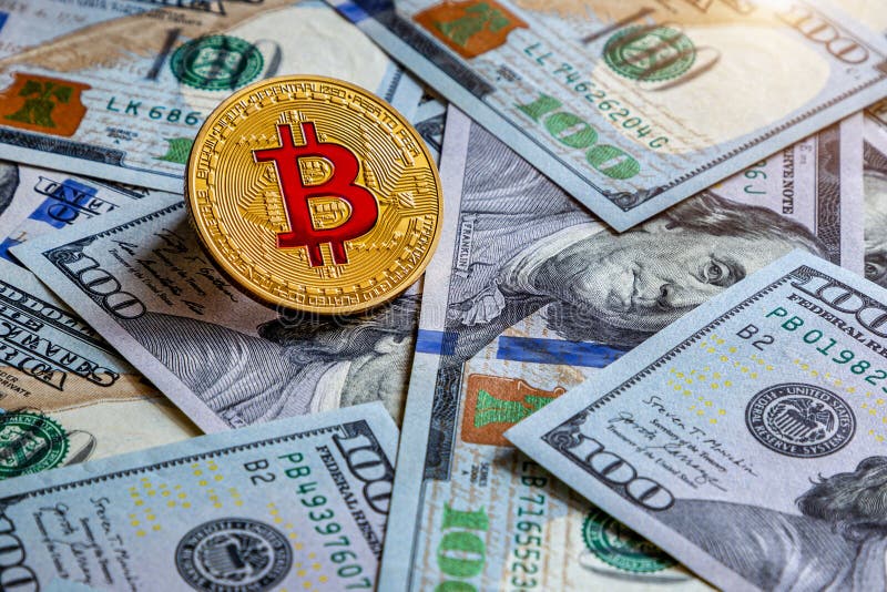 Bitcoin and Dollars. the World`s Digital Currency Stock Image - Image ...