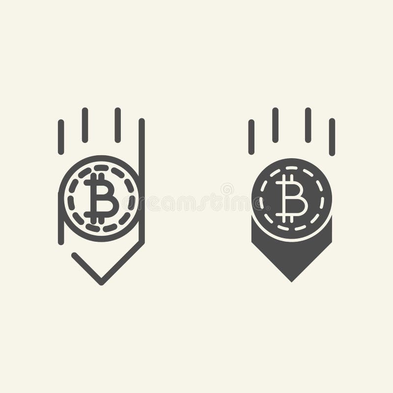 Bitcoin Down Arrow Line and Glyph Icon. Fall Bitcoin Vector Illustration Isolated on White ...