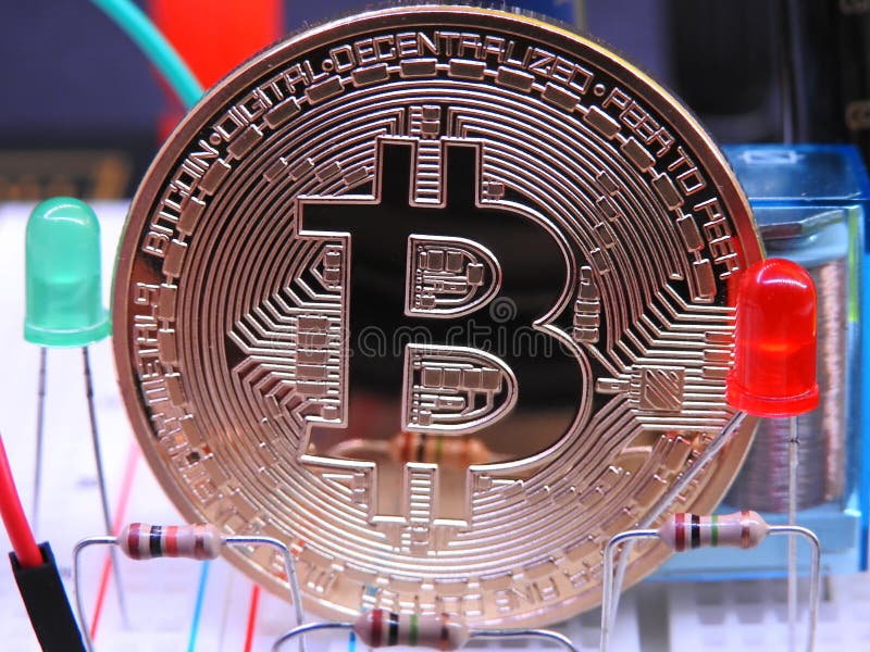 Bitcoin and Electronic Components Stock Image - Image of electronic ...