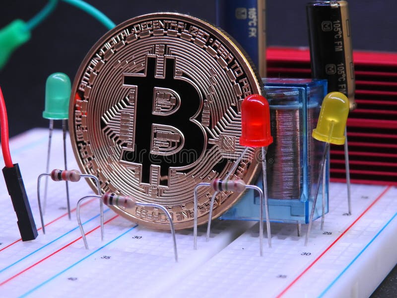 Bitcoin and Electronic Components Stock Image - Image of electronic ...