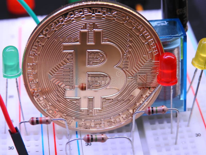 Bitcoin and Electronic Components Stock Image - Image of electronic ...