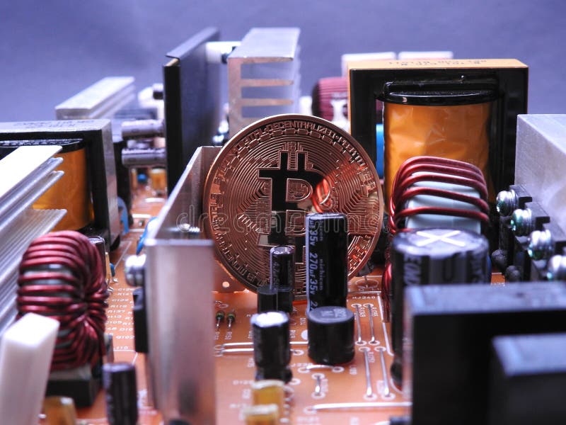 Bitcoin and Electronic Components Stock Image - Image of electronic ...