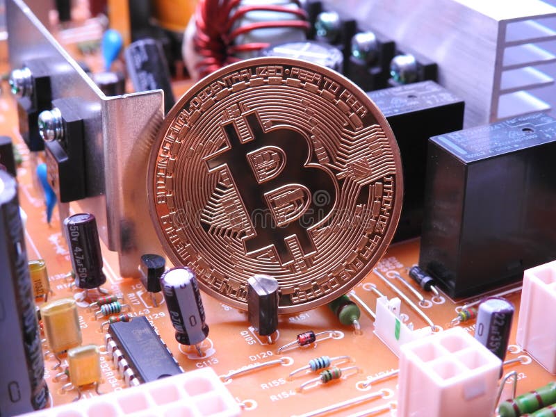 Bitcoin and Electronic Components Stock Image - Image of electronic ...