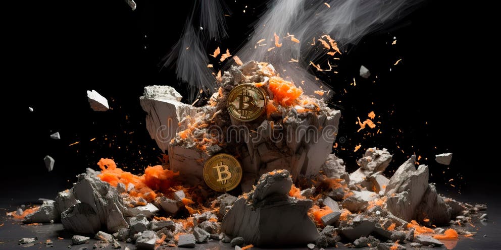 Bitcoin Elements, Such As the Logo, Transaction Blocks, and ...