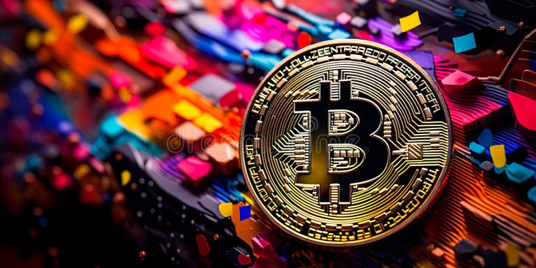 Bitcoin Elements, Such As the Logo, Transaction Blocks, and ...