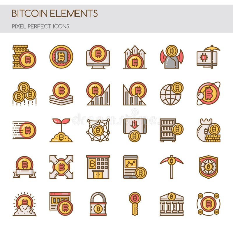 Bitcoin Elements stock vector. Illustration of internet - 94655049