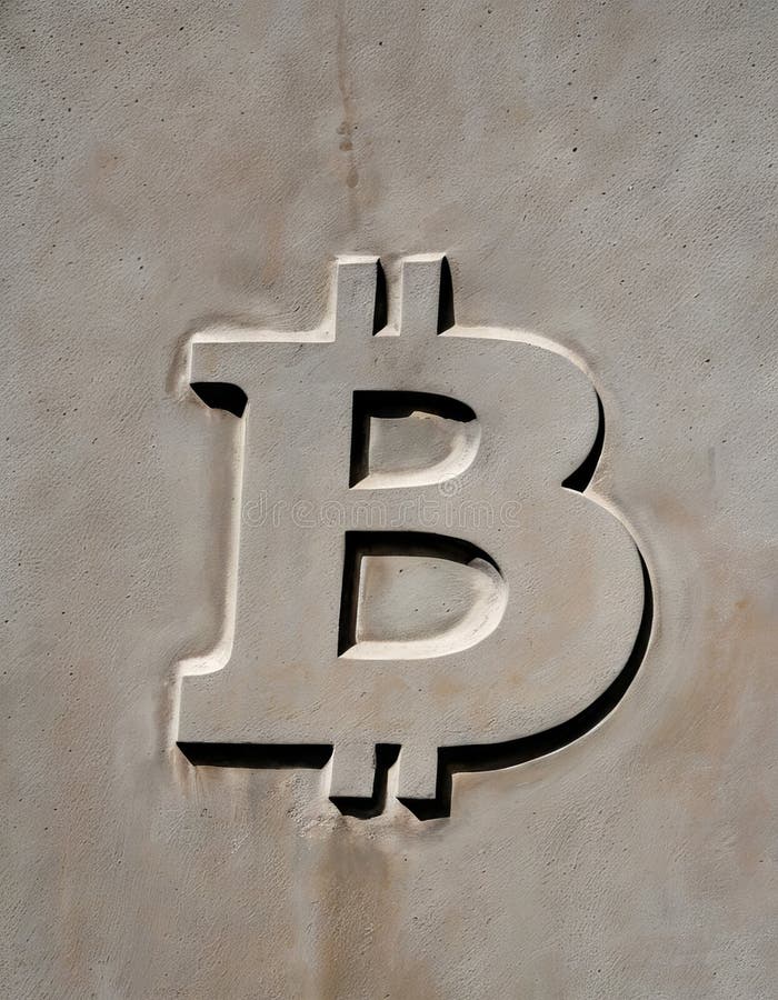 Bitcoin Emblem on Concrete Wall Stock Image - Image of solid, durable ...