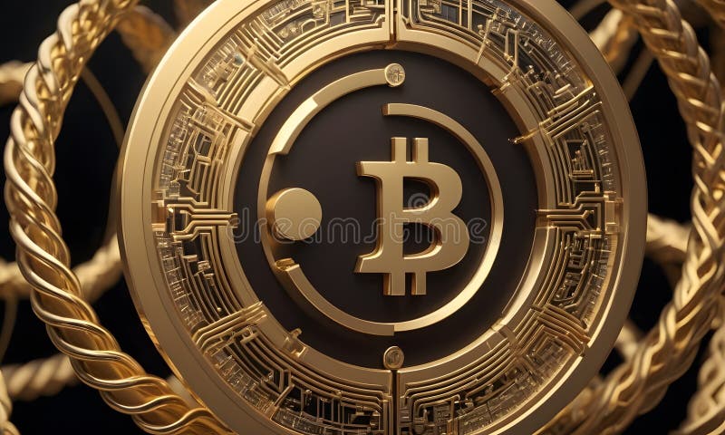 Bitcoin Emblem on Golden Architecture AI Generative Stock Photo - Image ...