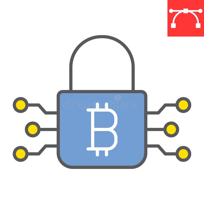 Bitcoin Encryption Color Line Icon, Cryptocurrency and Protection ... Bitcoin Encryption Color Line Icon, Cryptocurrency and Protection ...