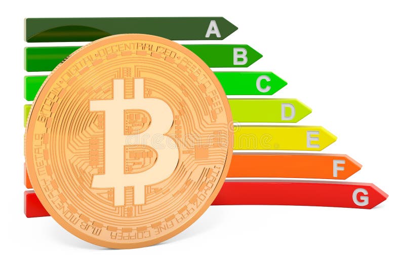 Bitcoin with Energy Efficiency Chart, 3D Rendering Stock Illustration ...
