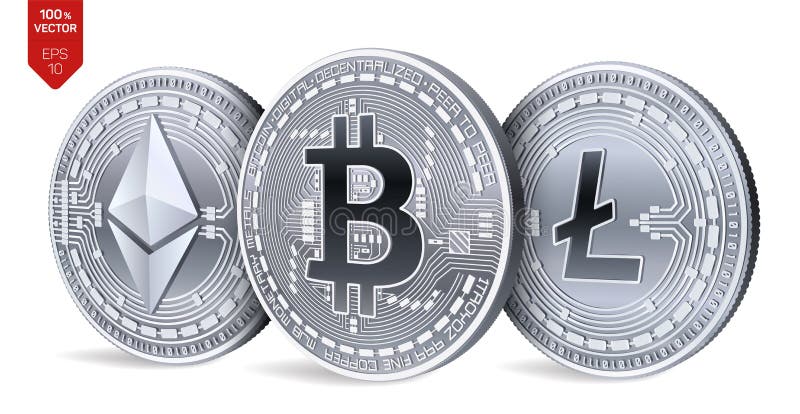 Bitcoin Ethereum Litecoin 3D Badania Lekarskiego Isometric Monety ... Bitcoin Ethereum Litecoin 3D Badania Lekarskiego Isometric Monety ...