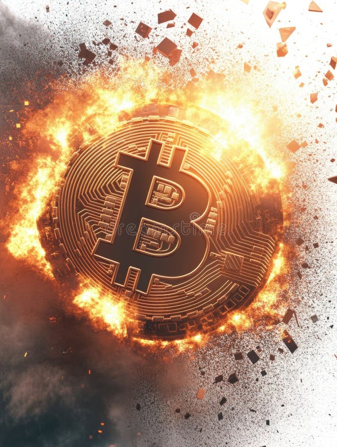 Bitcoin explosion in air stock photo. Image of generated - 378073108