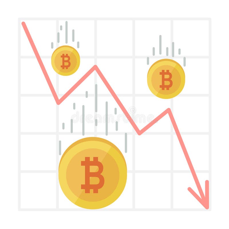 Bitcoin Fall Chart. Cryptocurrency Decline Graph in Flat Style. Web ...