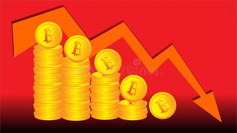 Bitcoin Fall Chart. Cryptocurrency Decline Graph in Flat Style Stock ...