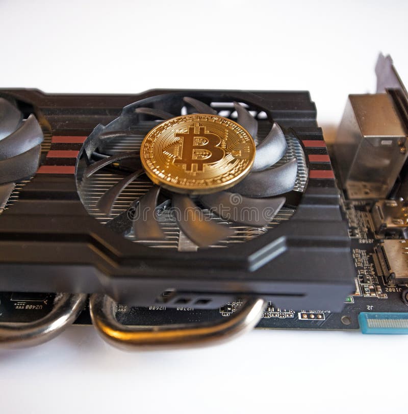 Bitcoin on the Fan of a Computer Graphics Card Mining - Concept Stock ...