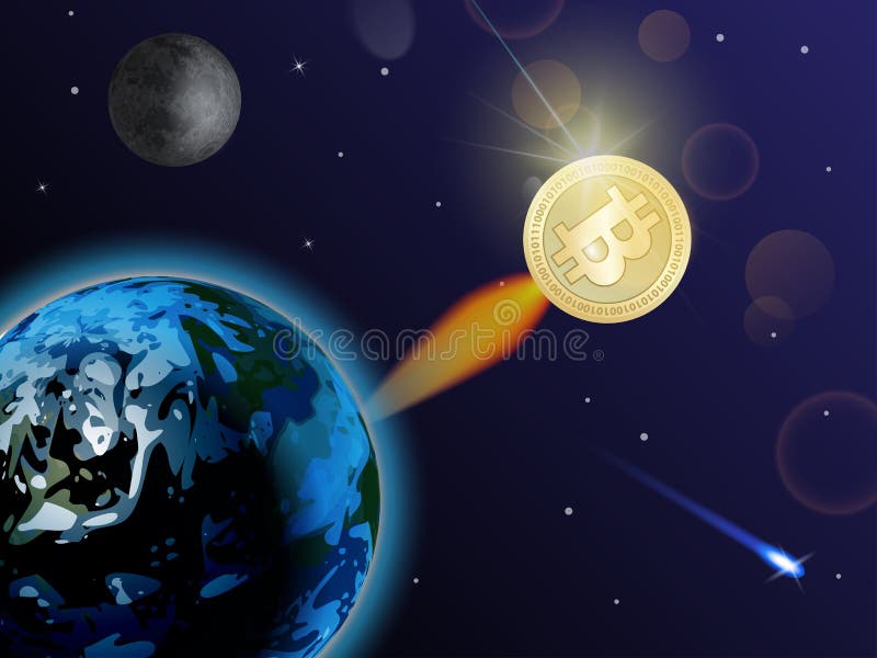 Bitcoin is Fast Growing. Crypto Currency is Breaking into Space Concept ...