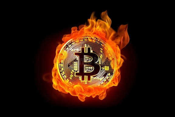 Bitcoin on Fire stock illustration. Illustration of whitepaper - 277141402