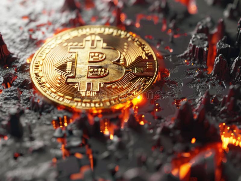 Bitcoin on Fire with Bitcoin in Background Stock Image - Image of ...