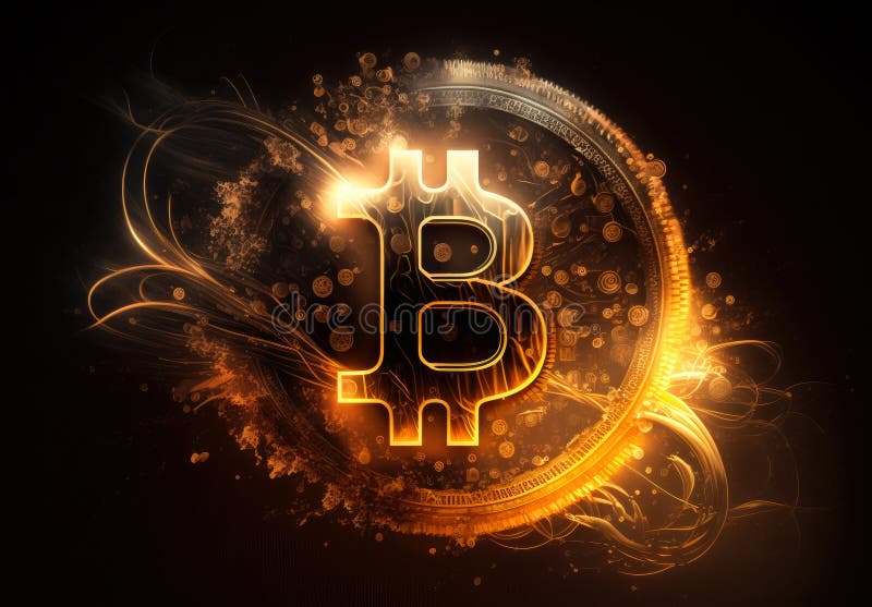Bitcoin on Fire Background. Generative Ai. Stock Illustration ...