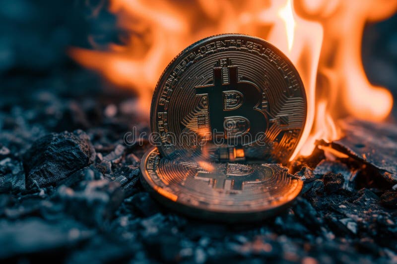Bitcoin on Fire: Cryptocurrency Concept Stock Image - Image of crisis ...