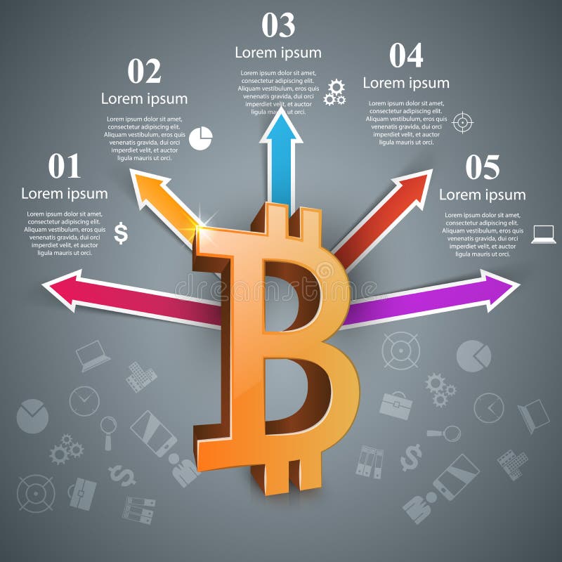 Bitcoin Five Items Paper Infographic. Stock Vector - Illustration of ...