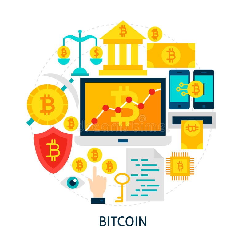 Bitcoin Flat Concept stock vector. Illustration of financial - 106272369